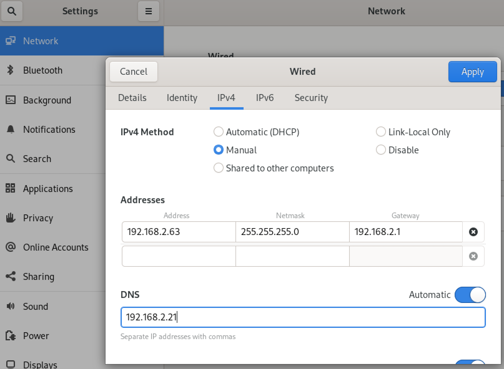 Static and dynamic IP address configurations for DHCP